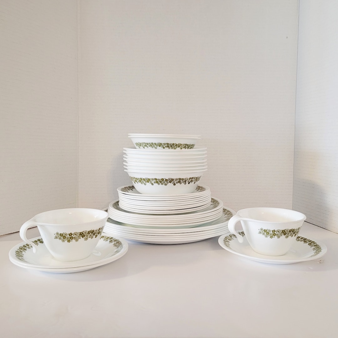 Vintage Corelle Crazy Daisy-spring Blossom-avocado-green-plates-bowls ...