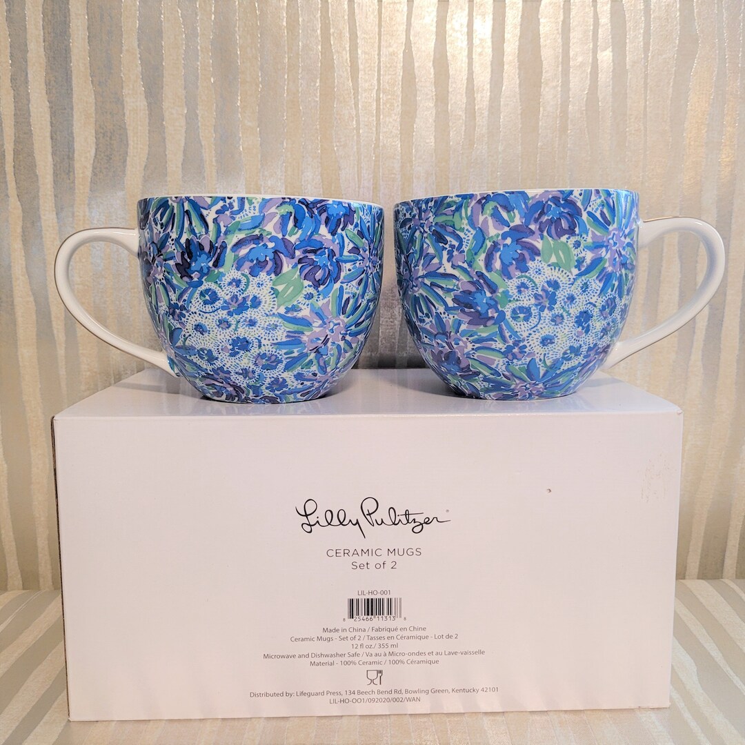 Lilly Pulitzer Mugs Set Pf 2 New Open Box 12 Oz Lion Design Inside - Etsy