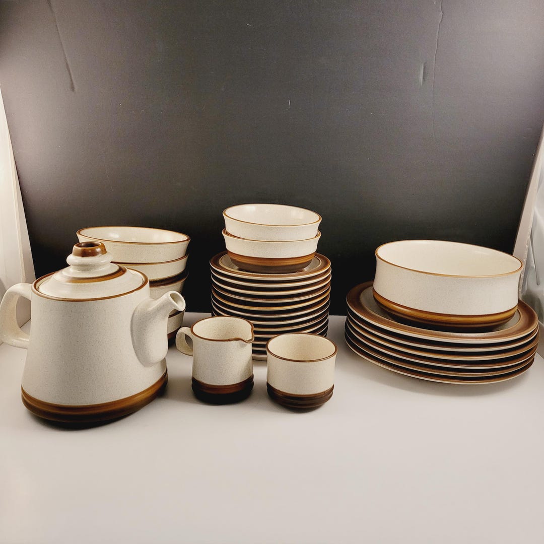 Discontinued Denby "potters Wheel" Dinner-dessert-plates-bowls-serving ...