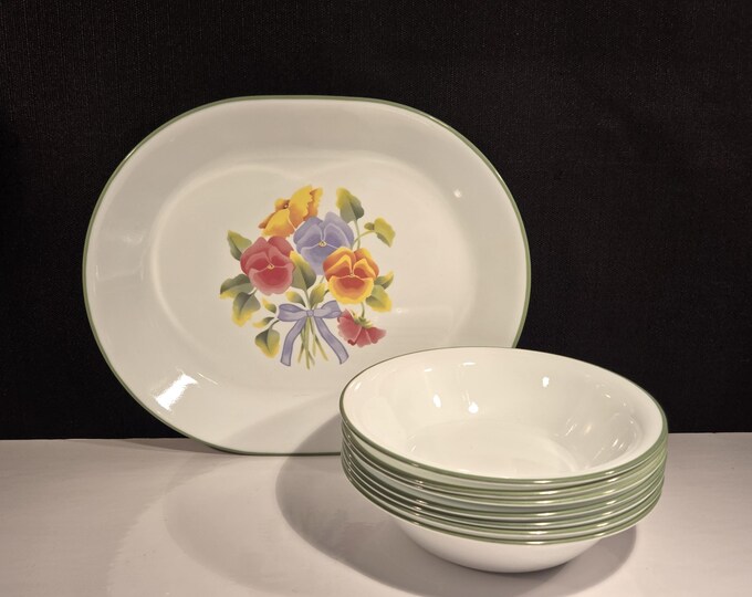 Pansy Dinnerware Set, Sovereign Potters Earthenware Purple White and ...
