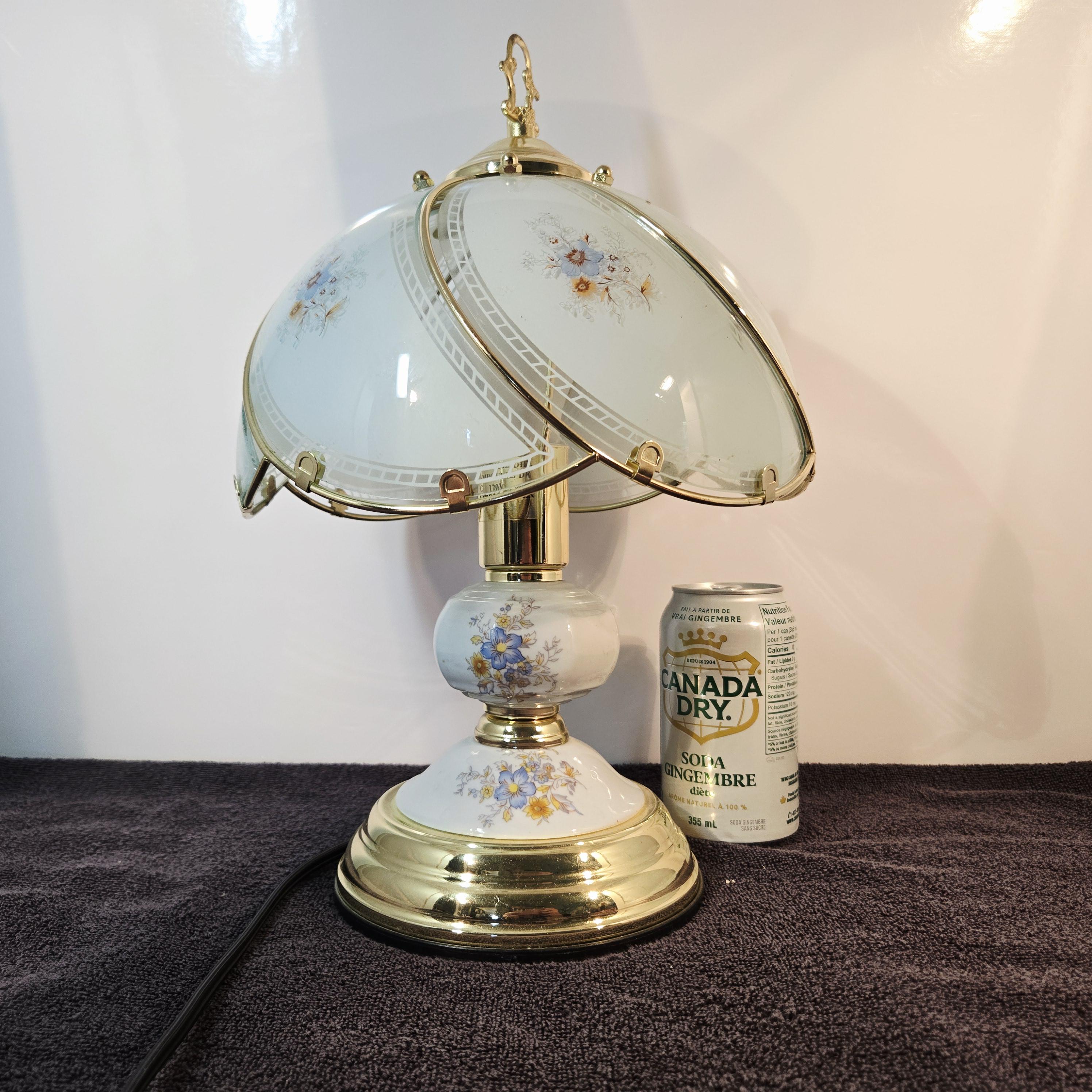Vintage Floral Glass Touch Lamp - 1980s Porcelain Base - Etsy