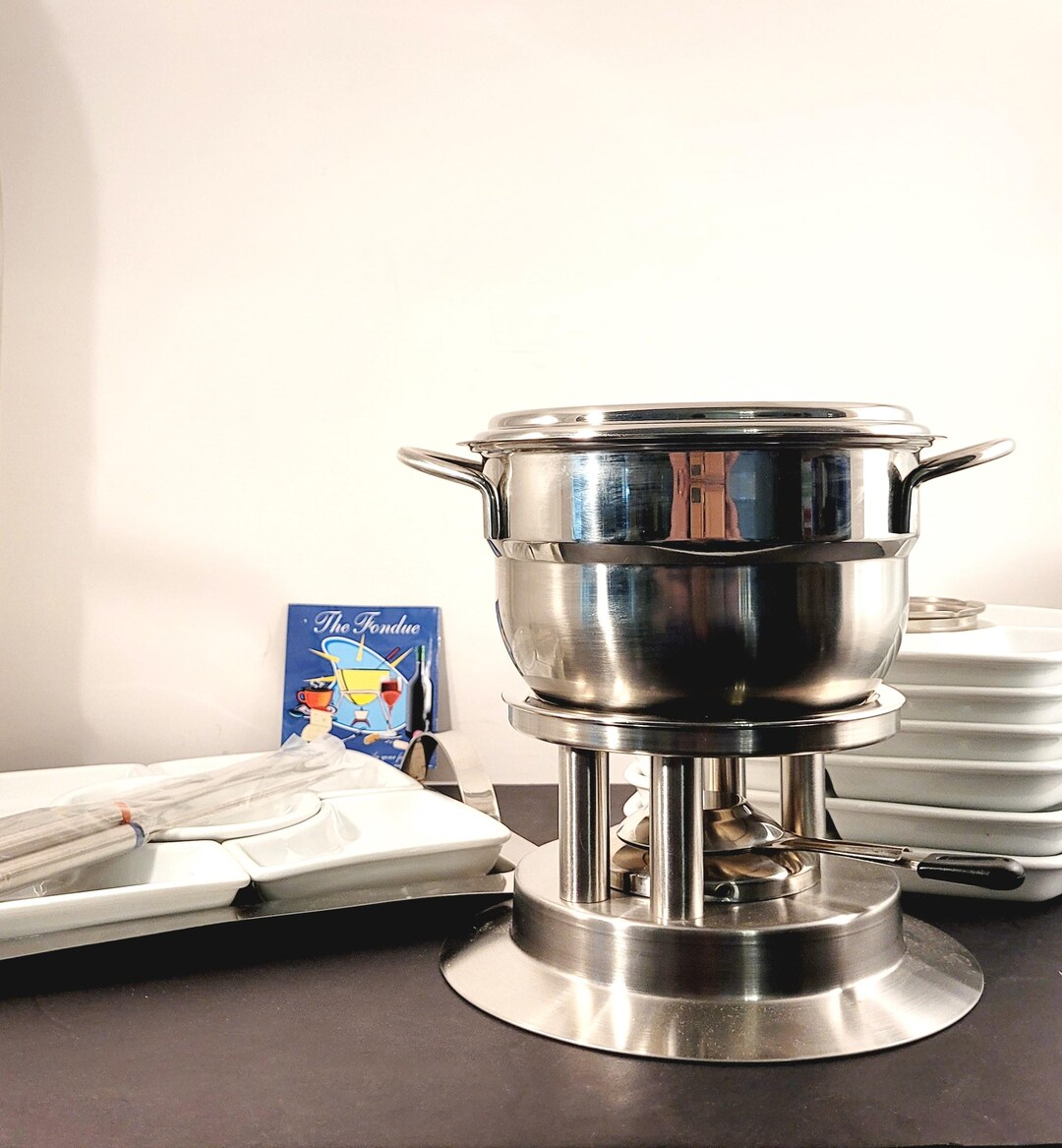 Vintage Stainless Steel Fondue Set Incl Dishes With Stand-japan-tray ...