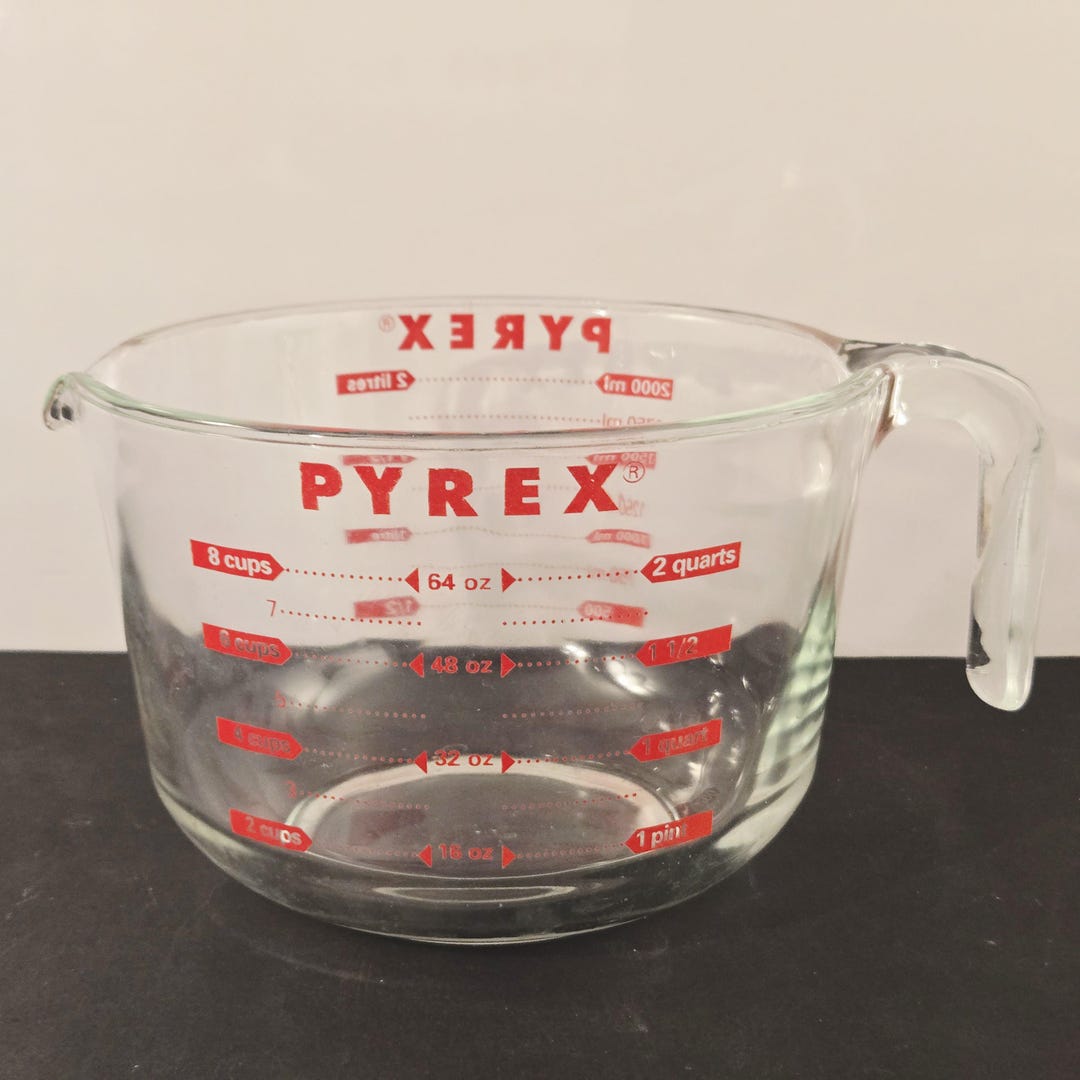 Pyrex 8 Cup-2 Litre-64 Ounce-red Lettering-glass Measuring Cup - Etsy