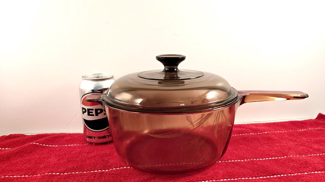 Vintage Vision Corning 2.5 Litre Saucepan With Lid-amber-lily Pattern ...
