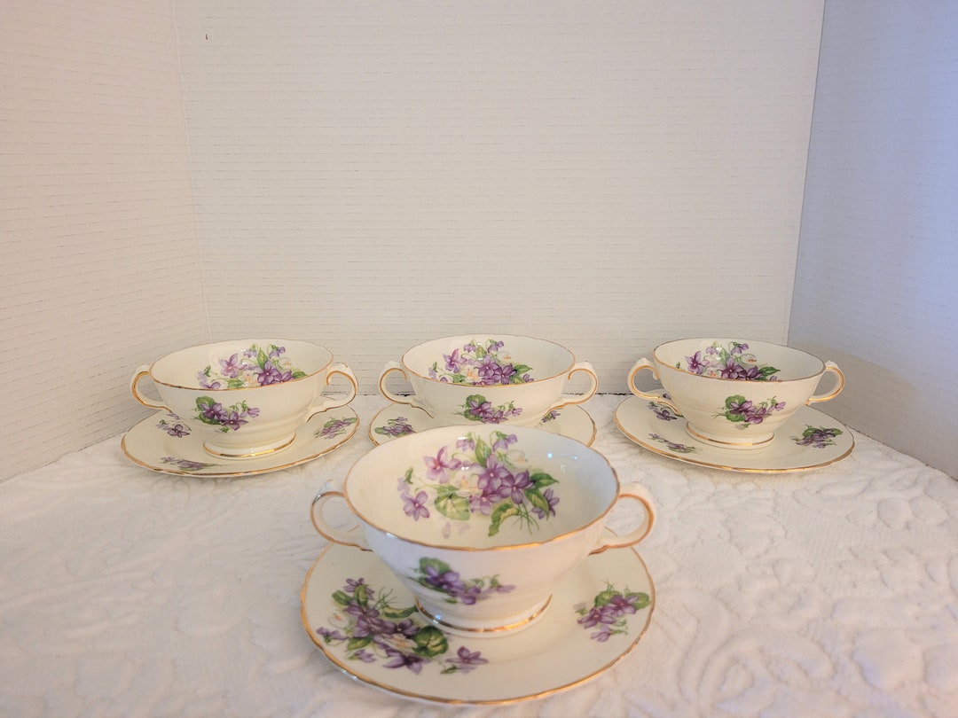 RARE Devon Violets Soup Broth Chocolate 2 Handled Cup Sutherland ...