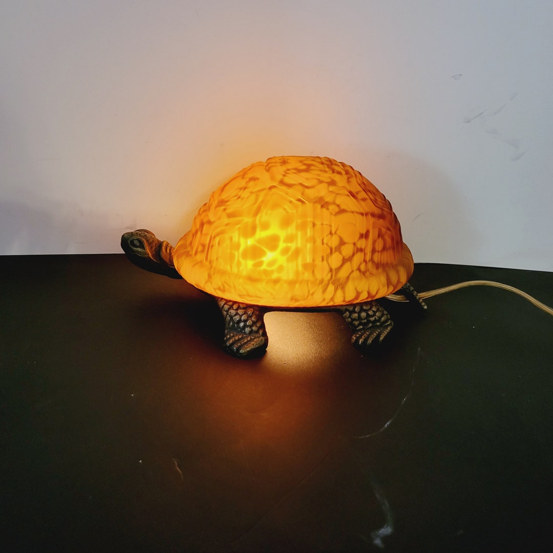 Amber Glass Turtle Lamp-night Light-1990s - Etsy