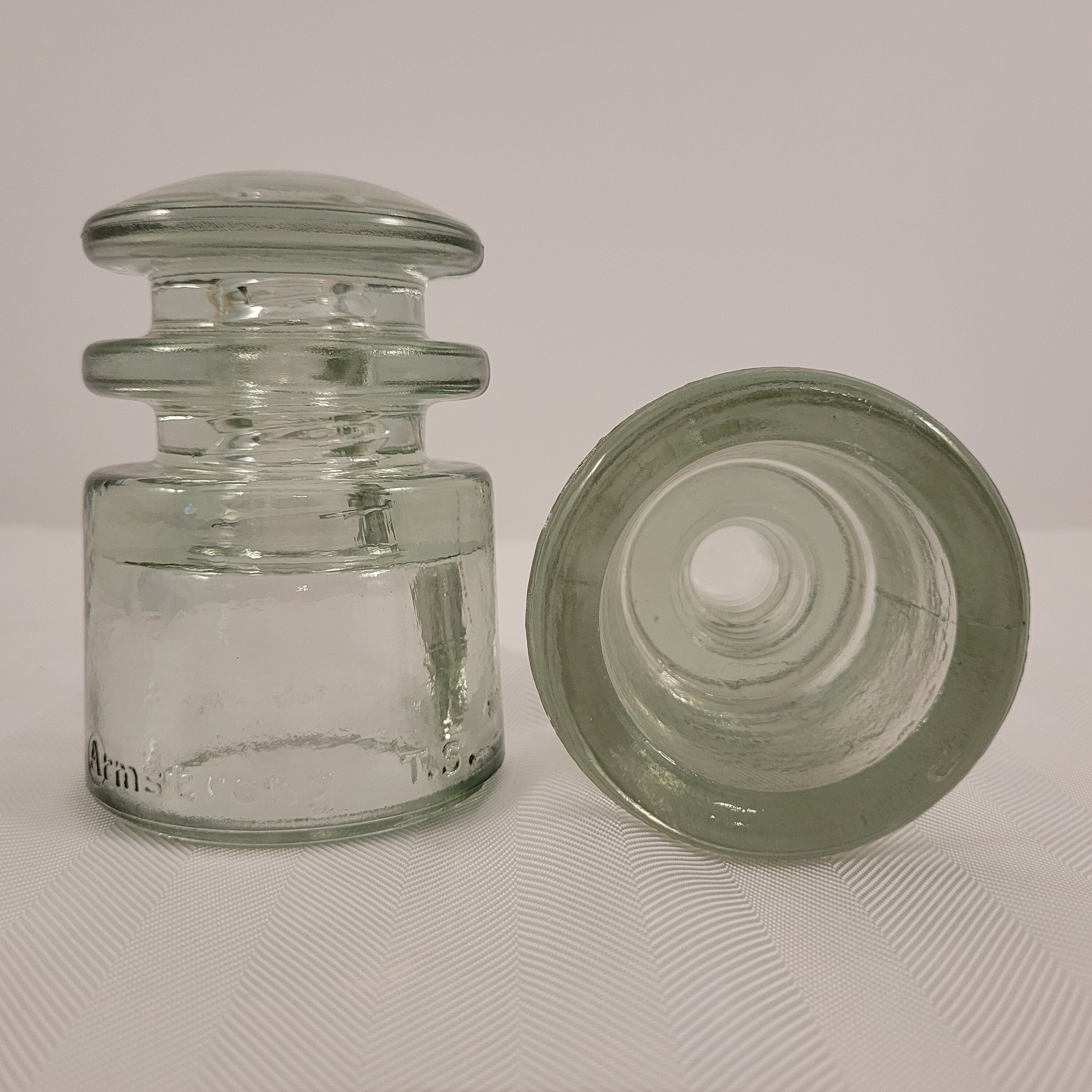 Set/2 Vintage Glass Insulator by Armstrong, Circle A Clear Glass ...