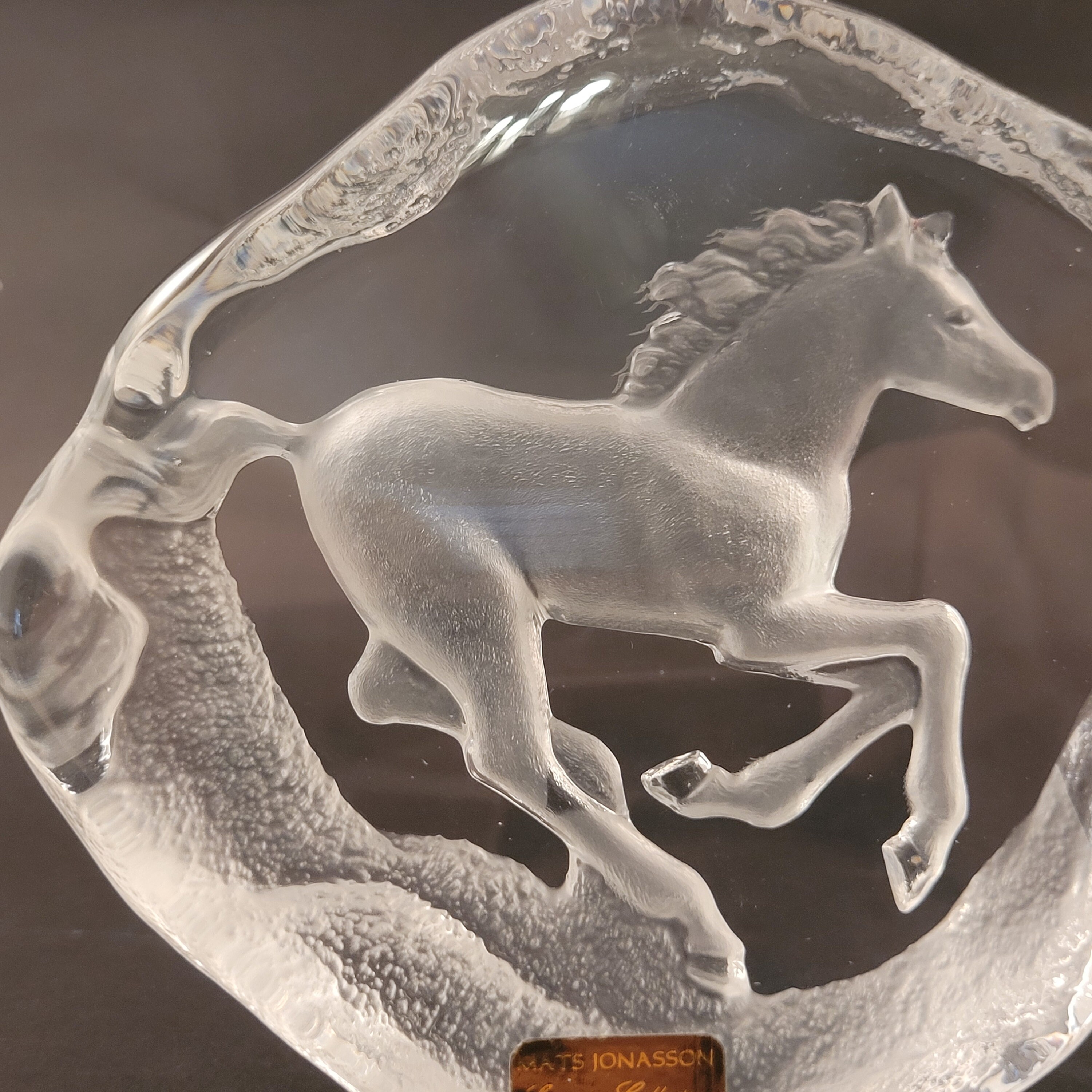 Mats Jonasson Crystal Running Horse Paperweight Signed 1995-signature ...