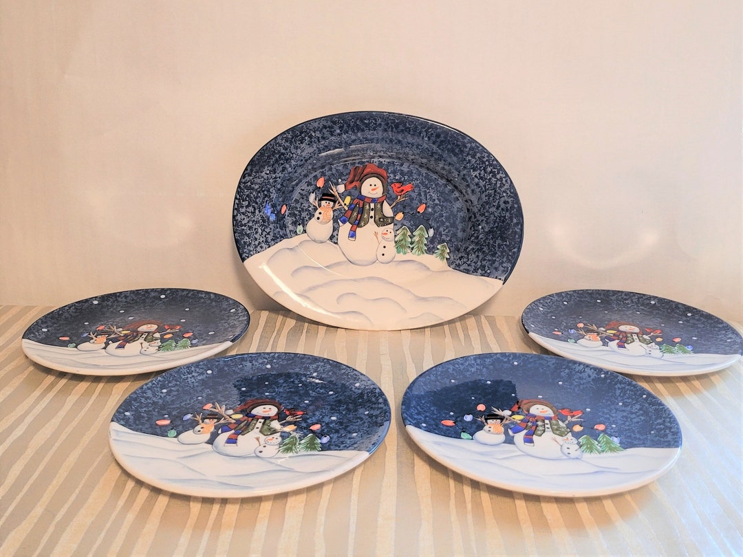 Snowman Plates - Snowman Appetizer Plates - Snowman Plate Set - Holiday ...