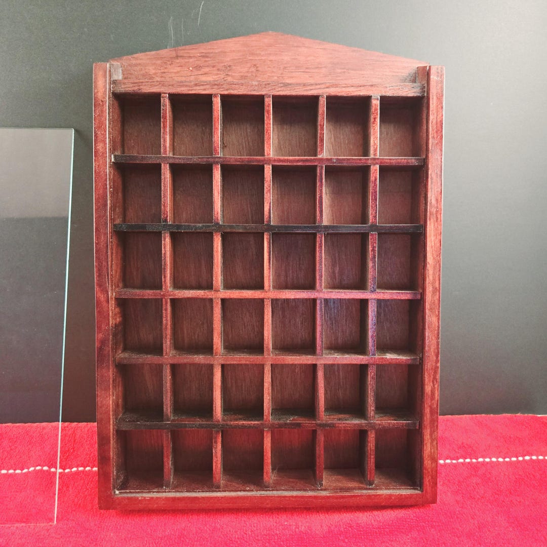 36 Thimble Wood Display Cabinet Rack-glass Cover-original Box - Etsy