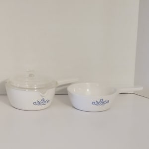 Vintage Cornflower Blue Corning Ware Saucepans-1 With Pouring Lip and ...