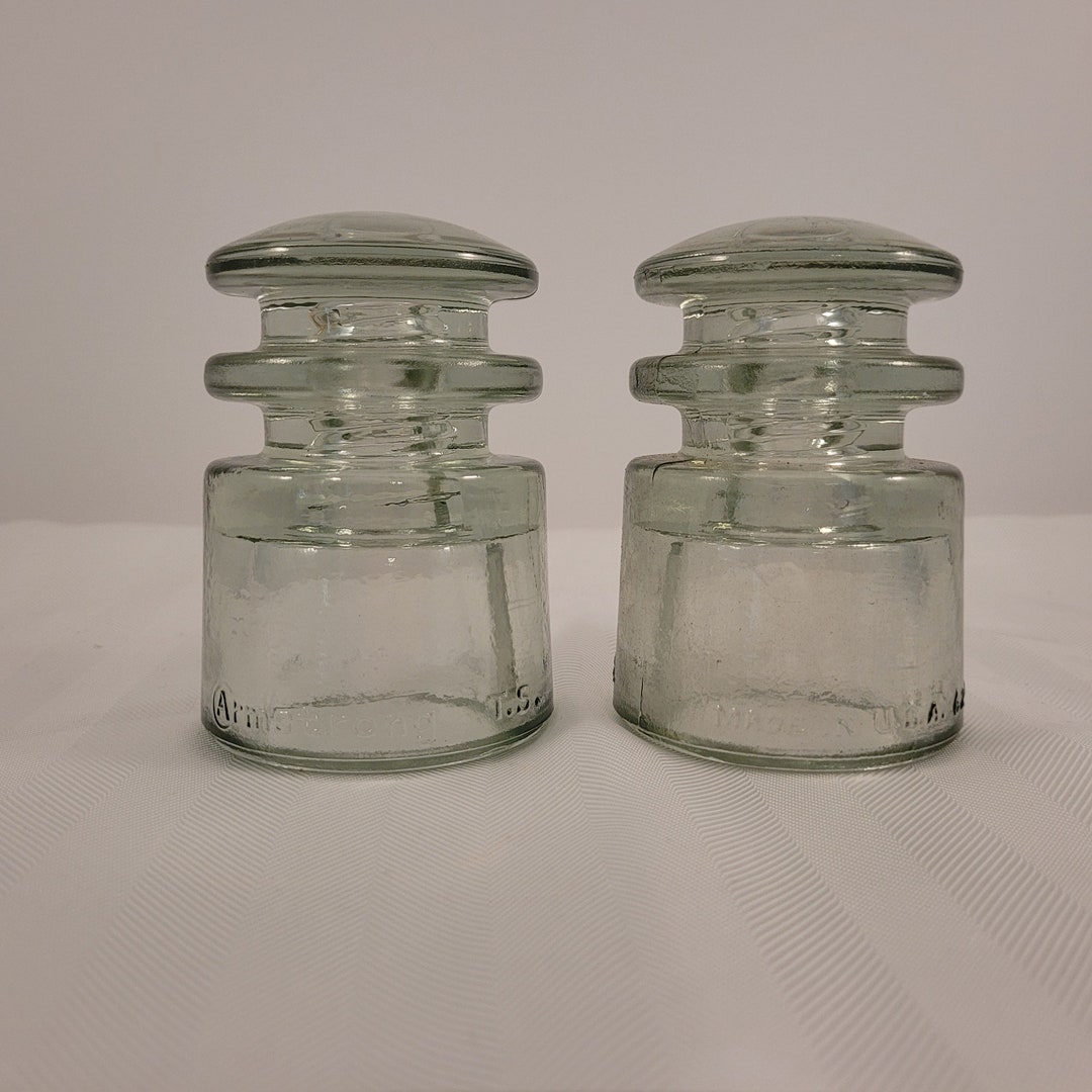 Set/2 Vintage Glass Insulator by Armstrong, Circle A Clear Glass ...