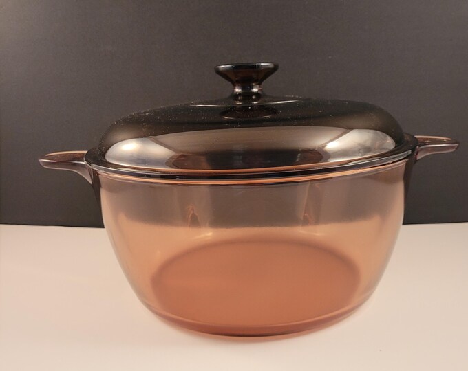 Pyrex Corning Vision Amber Glass Quart 4.5 Liter Litre Pot Kettle Pan ...