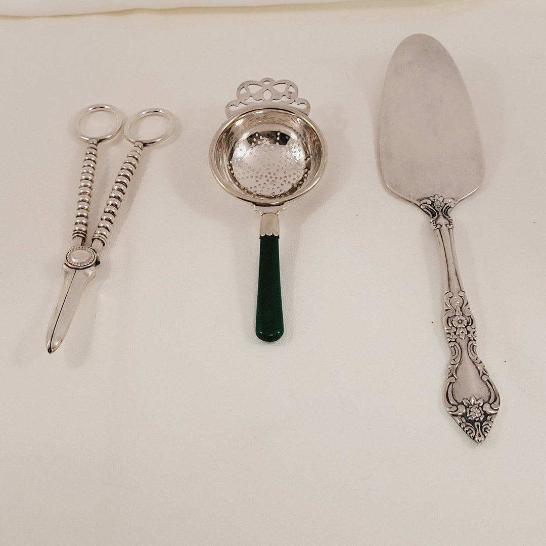 Silverplate Tea Strainer-lifter-grape-scissors-england-japan #23037 - Etsy