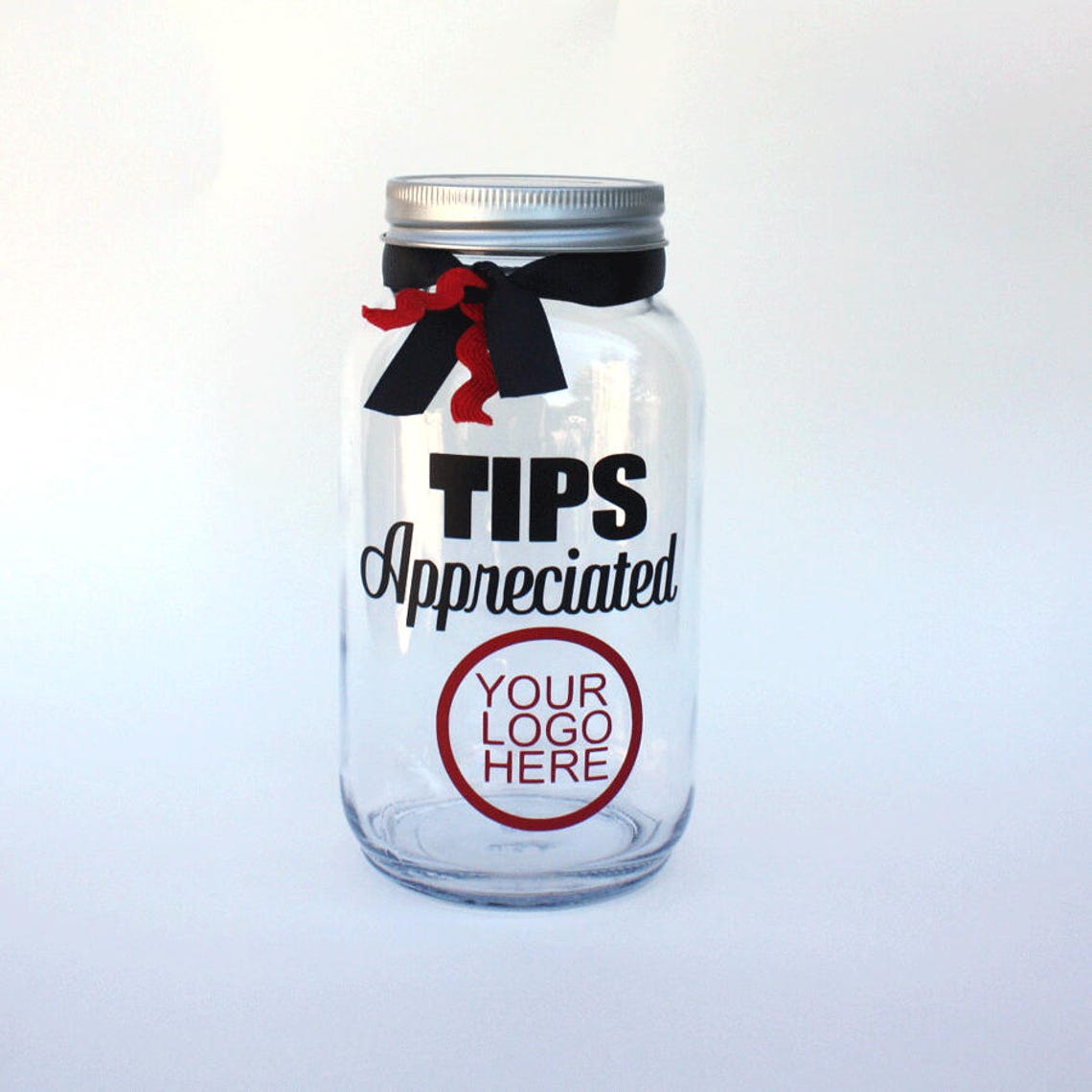 Custom Tips Jar Custom Logo Tip Jar Large Quart Size Coin | Etsy