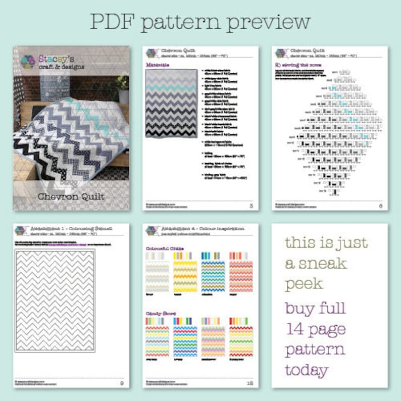 Chevron Quilt PDF Sewing Pattern With Instructions - Etsy