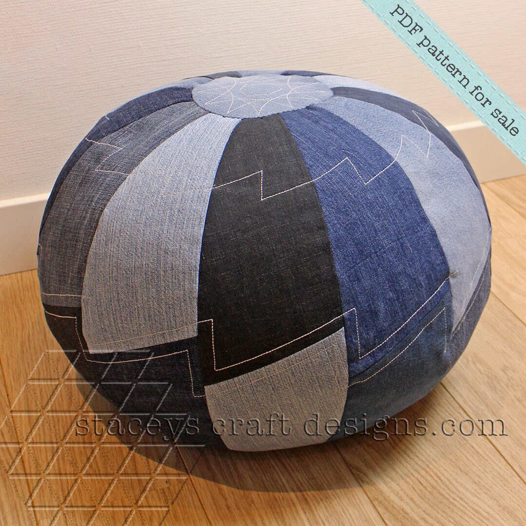 Jeans Pouf in Segments PDF Sewing Pattern With Instructions - Etsy