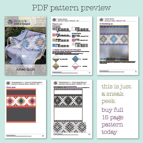 Aztec Quilt PDF Pattern With Instructions - Etsy