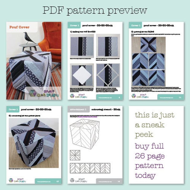 Pouf Cover - PDF Sewing Pattern With Instructions - Etsy
