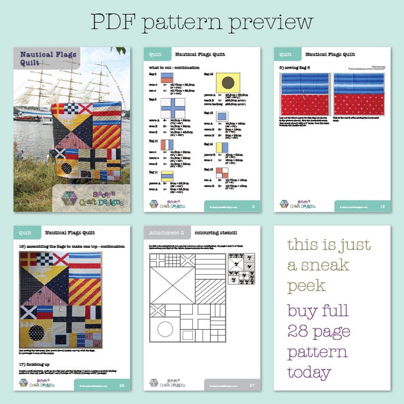 Nautical Flags Quilt PDF Sewing Pattern With Instructions - Etsy