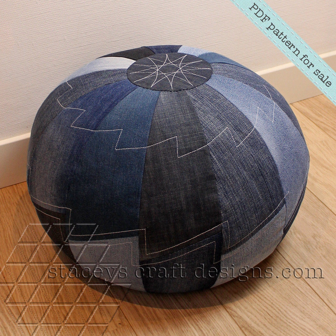 Jeans Pouf in Segments PDF Sewing Pattern With Instructions - Etsy