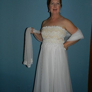 Vintage White Formal Evening Gown Prom or Wedding Dress With - Etsy