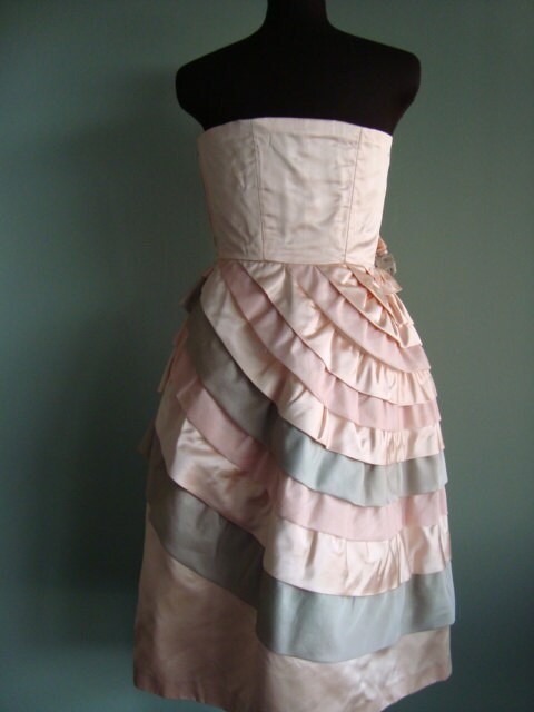 Vintage Prom Dress by Designer Hauser Wardell in Pink Satin - Etsy