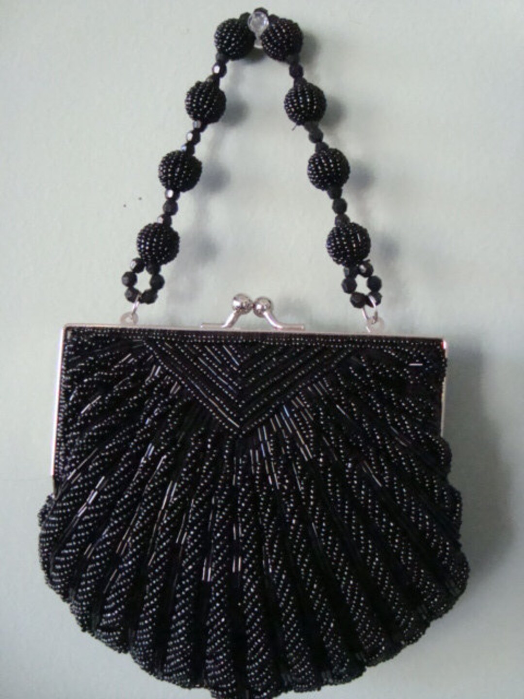 Small Jet Black Beaded Shell Shaped Purse - Etsy
