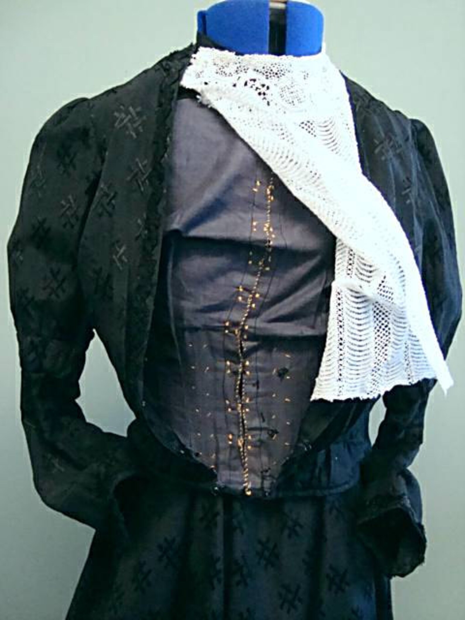 Antique Victorian Era Black Cotton Brocade Walking Suit - Etsy