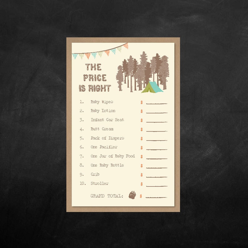 Instant Downloadable "the Price is Right" Printable Rustic Camping or ...