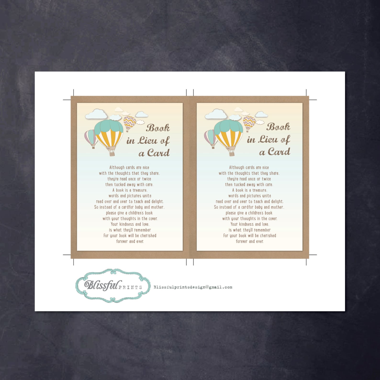 Instant Download Printable Hot Air Balloon Themed Book Request - Etsy