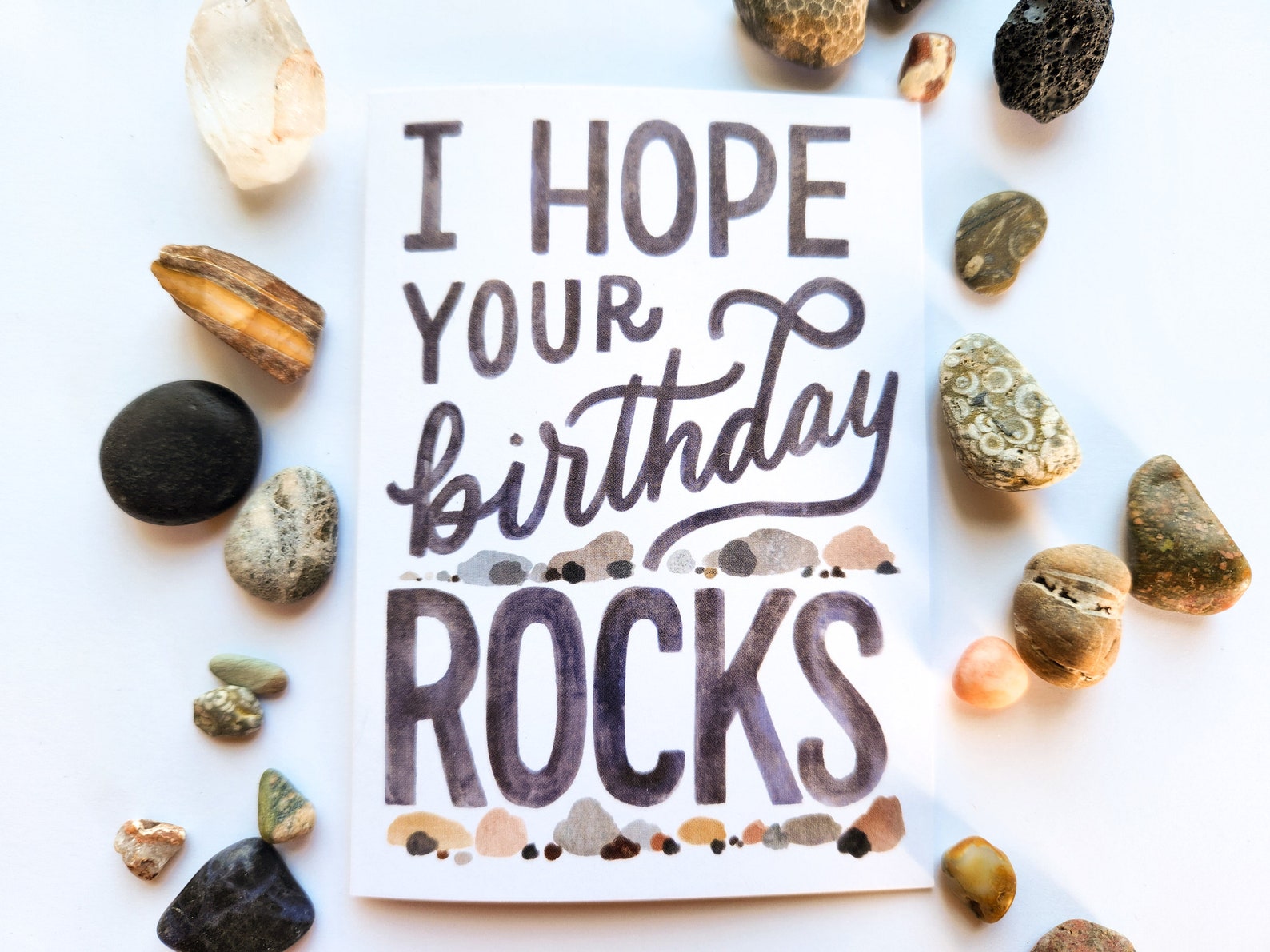 Card // I Hope Your Birthday Rocks, Geology Science Greeting, Rockhound ...