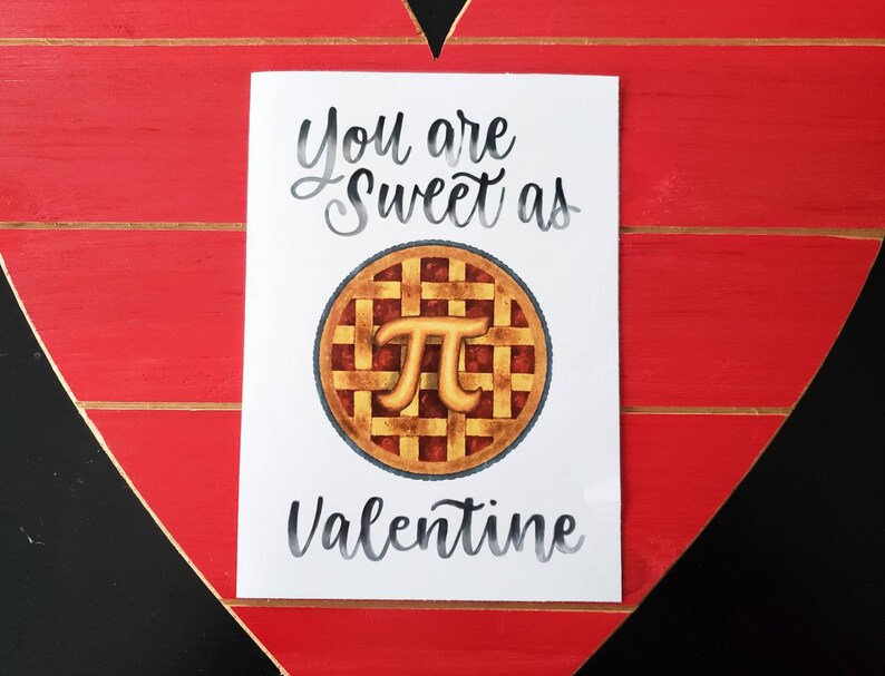 Printable Card // You're Sweet as Pi Valentine Nerdy Math - Etsy