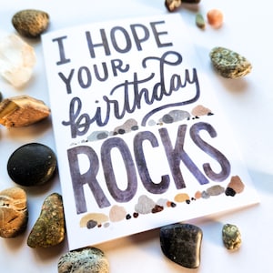 Card // I Hope Your Birthday Rocks, Geology Science Greeting, Rockhound ...