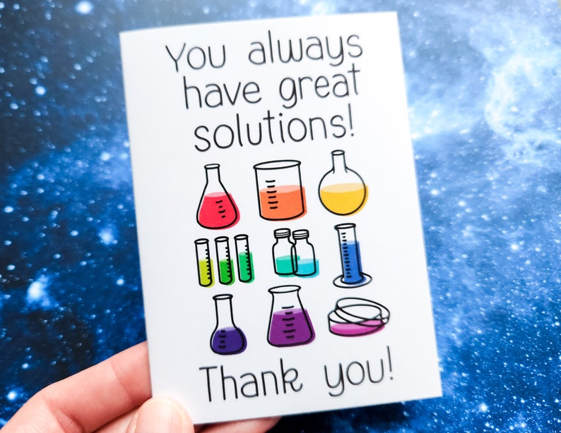 Card // Thank You, Chemistry Teacher, Lab, Flasks Glassware - Etsy