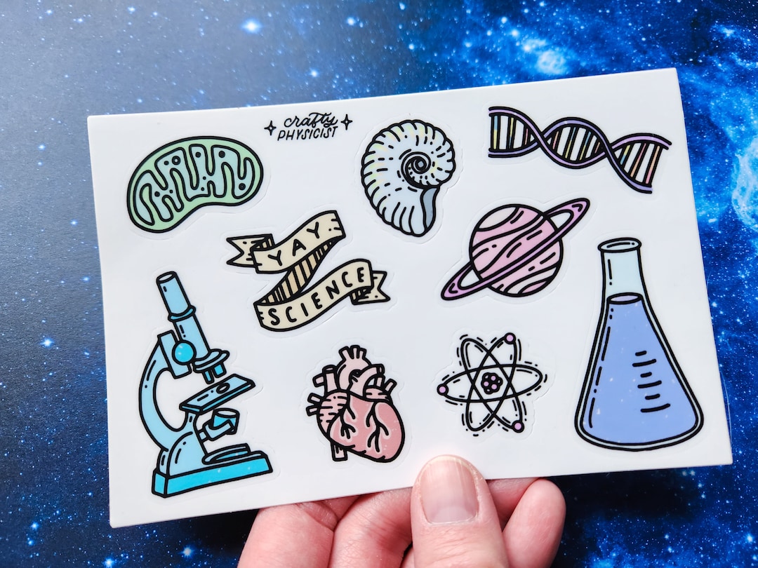 Sticker Sheet // Science Doodle Pastel Physics Astronomy Biology ...
