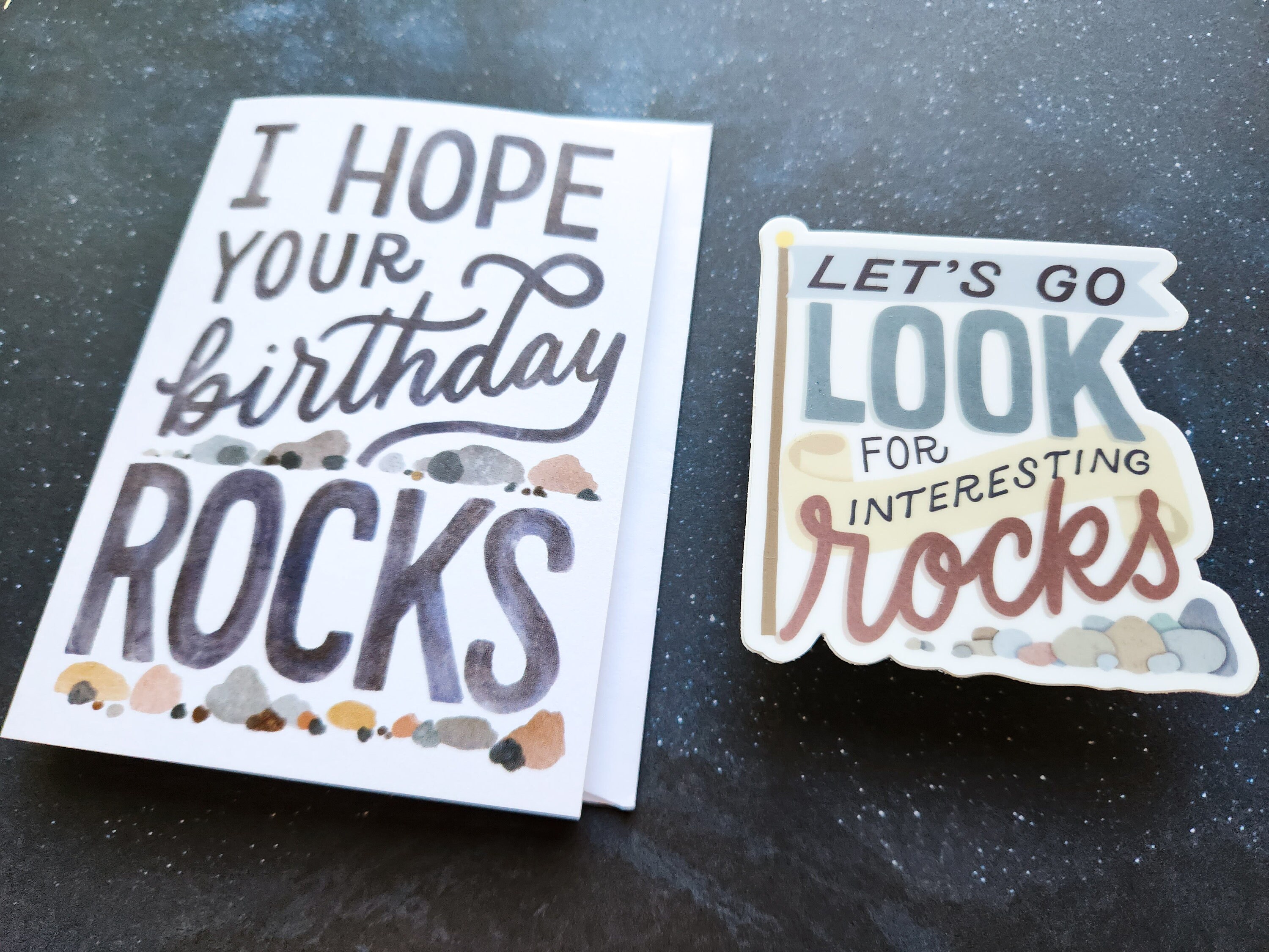 Card & Sticker // Geology Birthday Greeting Card and Vinyl Decal Bundle ...