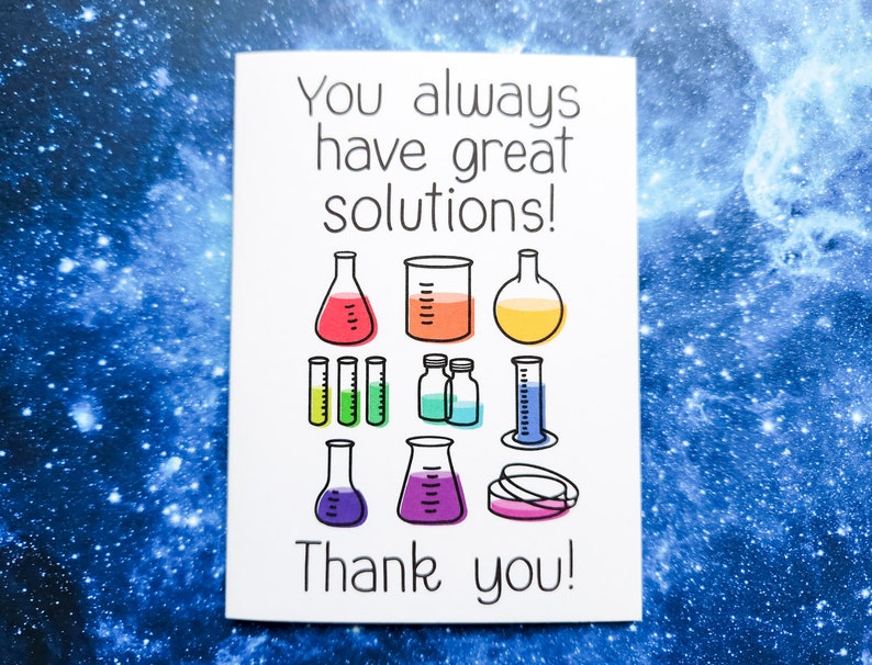 Card // Thank You, Chemistry Teacher, Lab, Flasks Glassware - Etsy