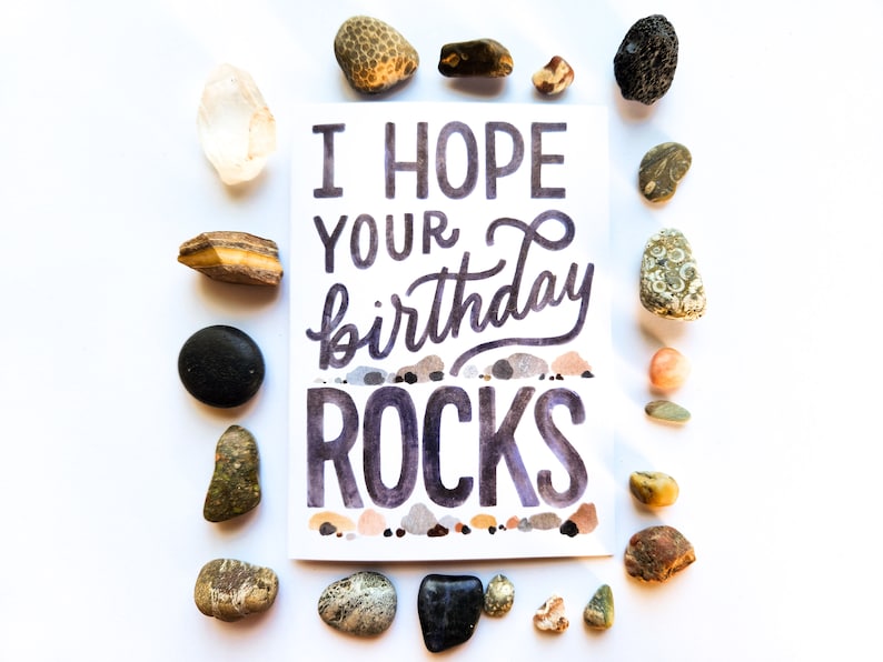 Card & Sticker // Geology Birthday Greeting Card and Vinyl Decal Bundle ...