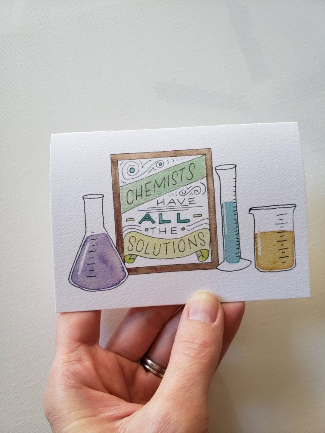Card // Chemists Have All the Solutions, Funny Science Pun Greeting ...