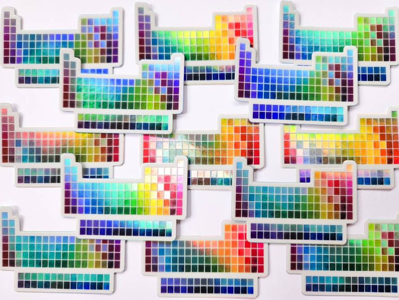 Sticker // Vinyl Holographic Periodic Table Science Art 3 - Etsy
