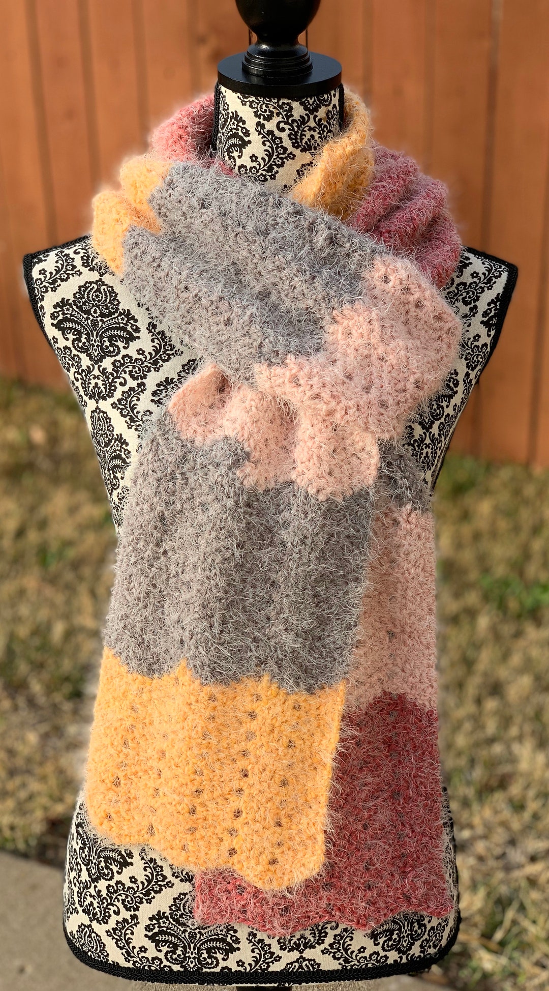 Crocheted Ripple Scarf in Caron Latte Cakes Earthen - Etsy