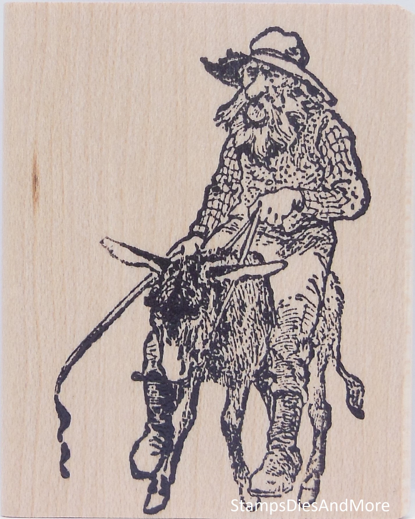 100 Proof Press OLD MAN on MULE Wood Mount Rubber Stamp - Etsy