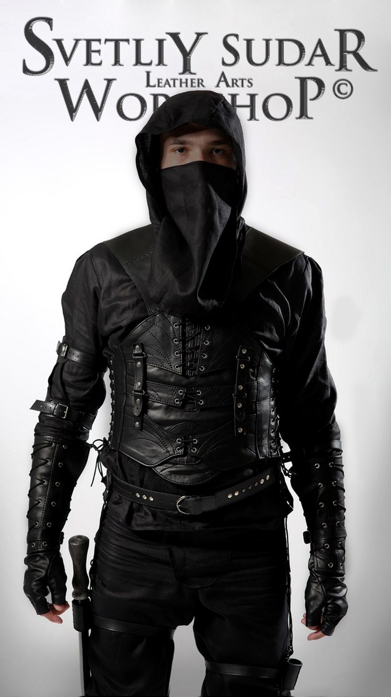 Dark Assassin Leather Armor Inspired Thief Flax Suit And Etsy