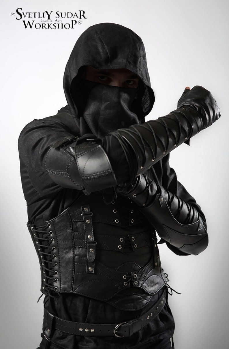 Dark Assassin Leather Armor Inspired Thief Flax Suit And Etsy