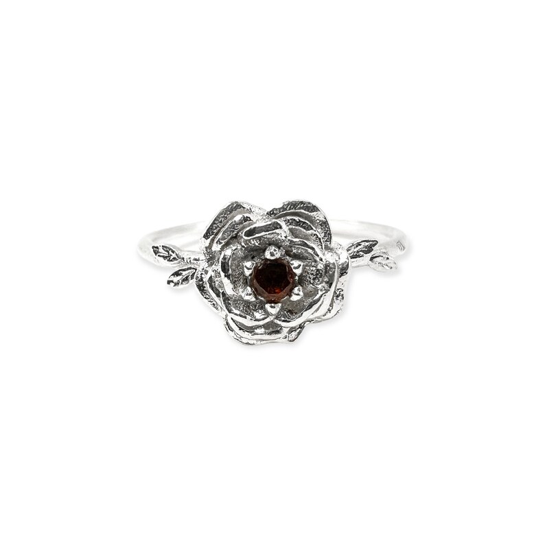 Carnation Ring January Birth Flower Ring Garnet 14k Solid - Etsy