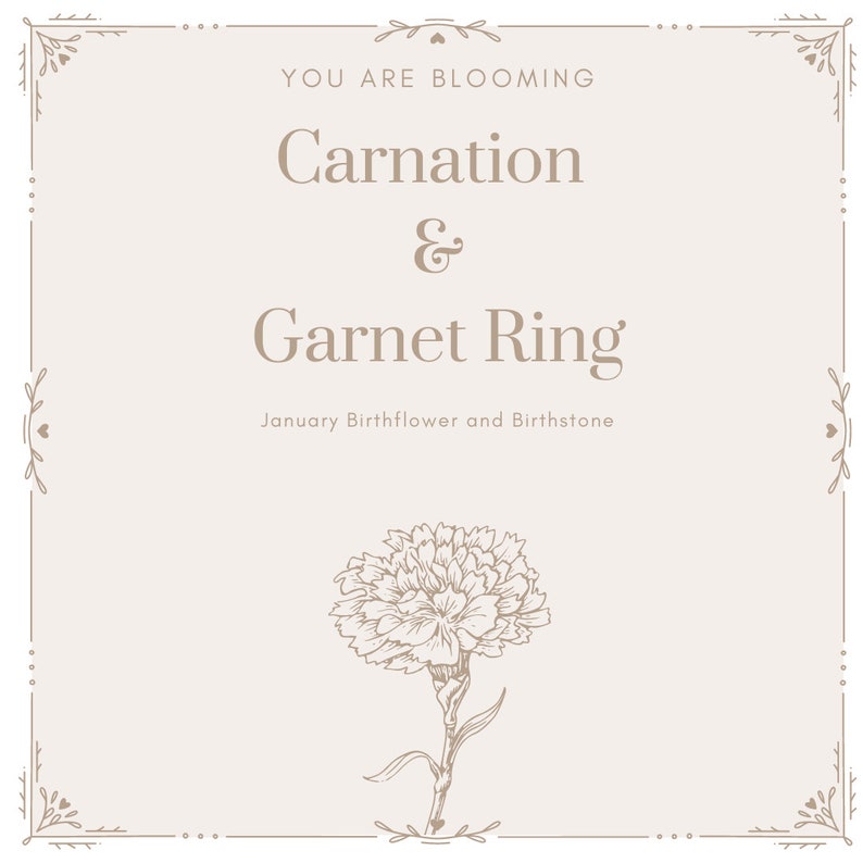 Carnation Ring January Birth Flower Ring Garnet 14k Solid - Etsy