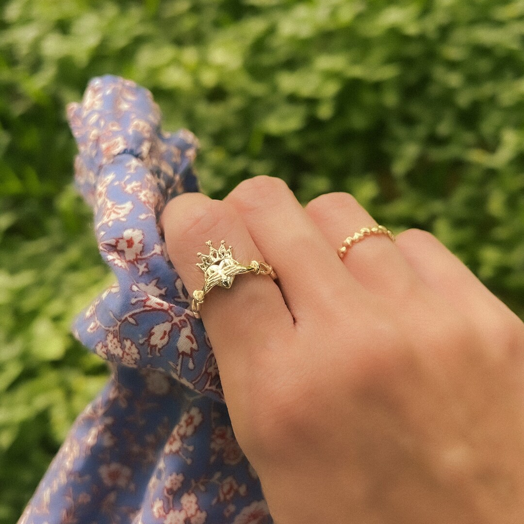 Irish Heart Celtic Claddagh Ring in Sterling Silver Vermeil - Etsy