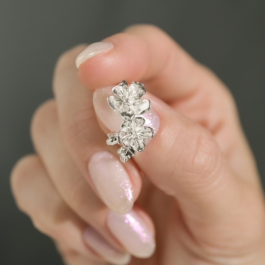 Cherry Blossom Flower Ring in Solid Gold, Silver, Gold Plate, Vermeil ...