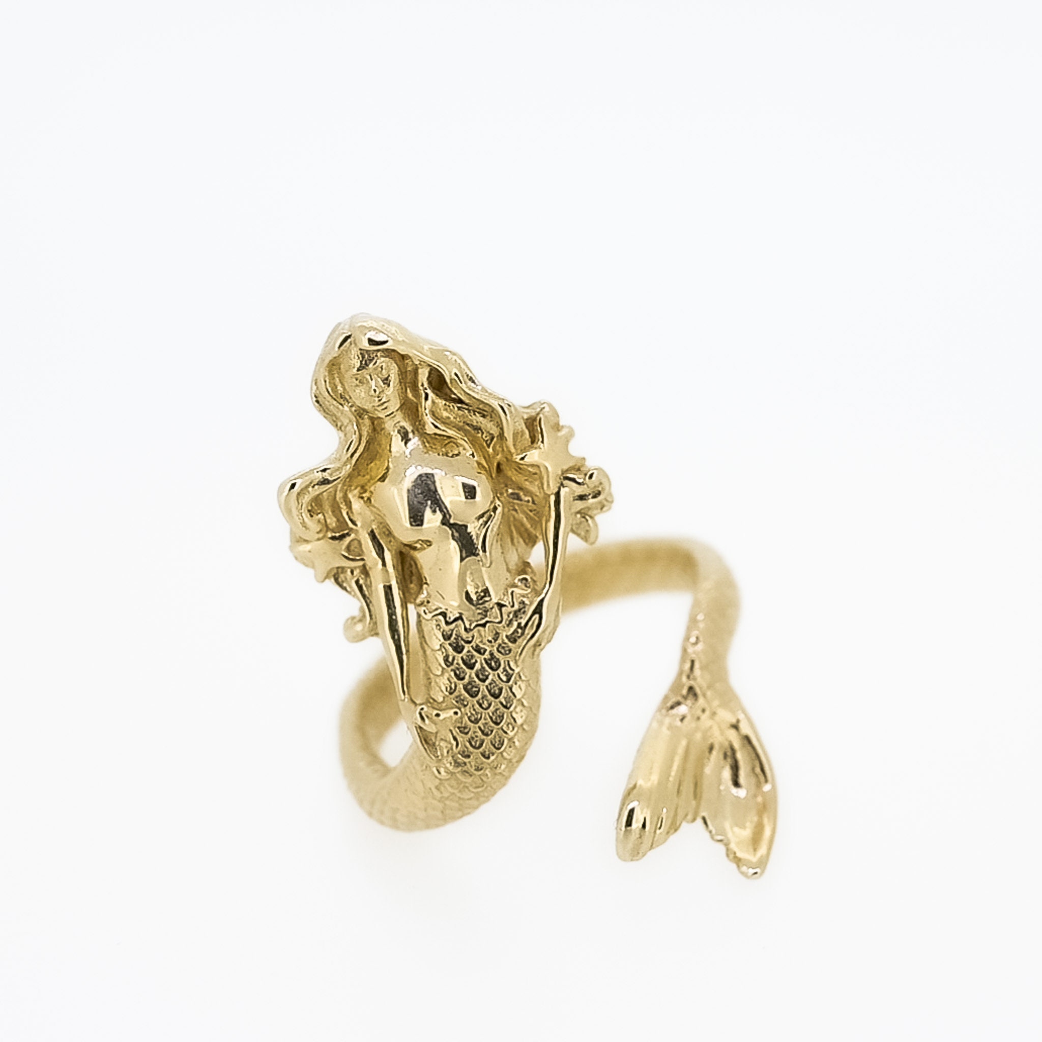 Mermaid Ring in Adjustable Antiqued Silver, or 14k Gold Plate - Etsy